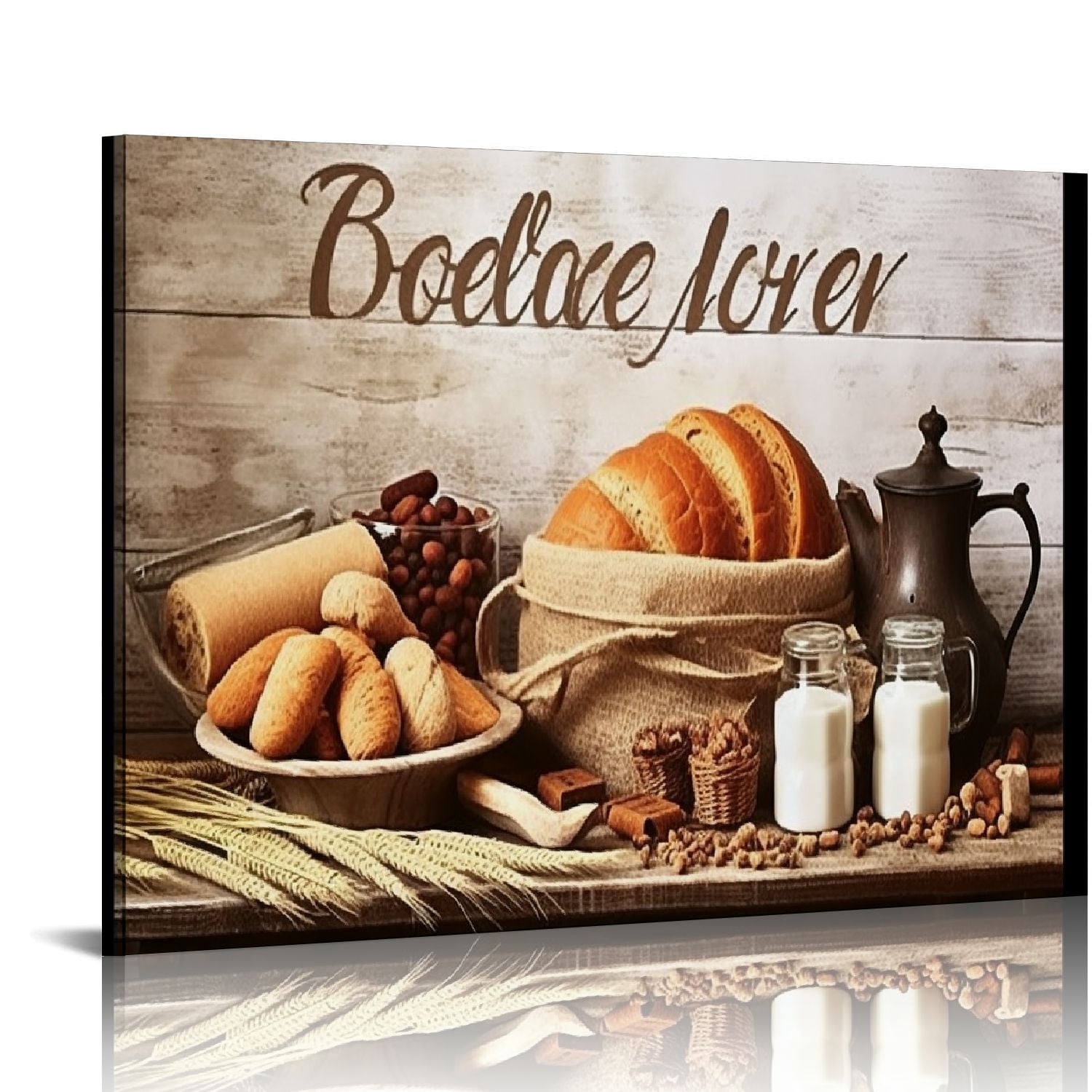 Nawypu Christian Kitchen Wall Art Coffee Bread Wall Decor Rustic Coffee ...