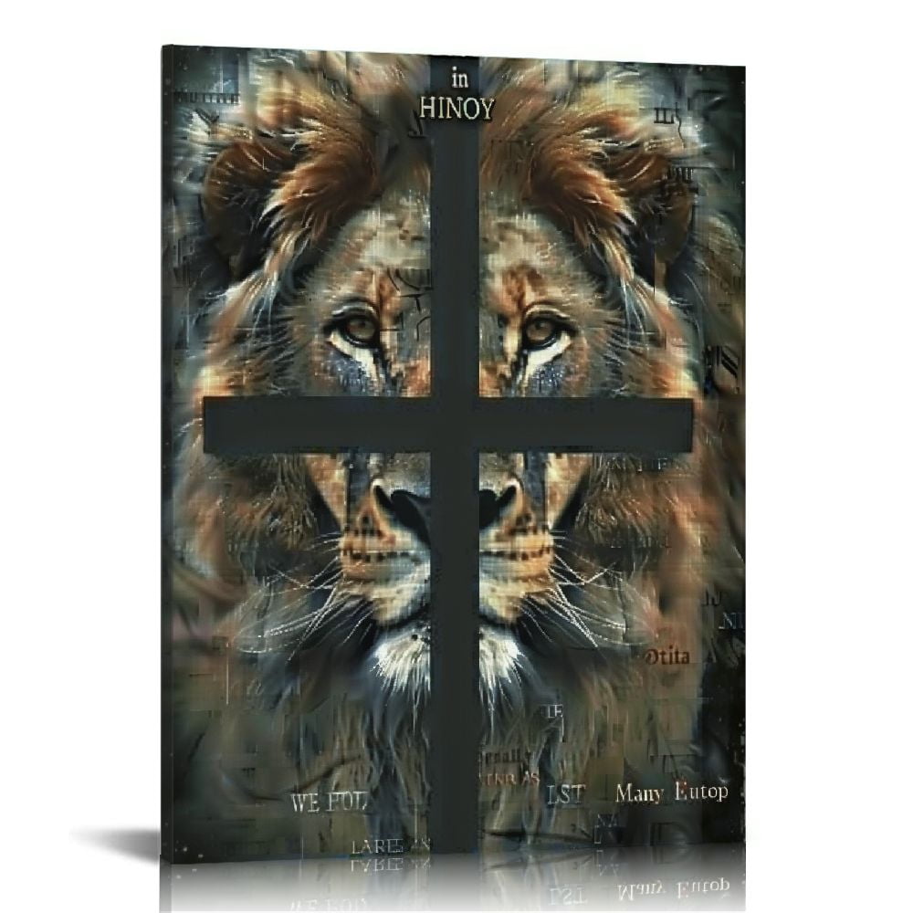 Nawypu Christian Lion Wall Art Scripture Bible Verse Wall Decor Lion of Judah Poster Religious ...