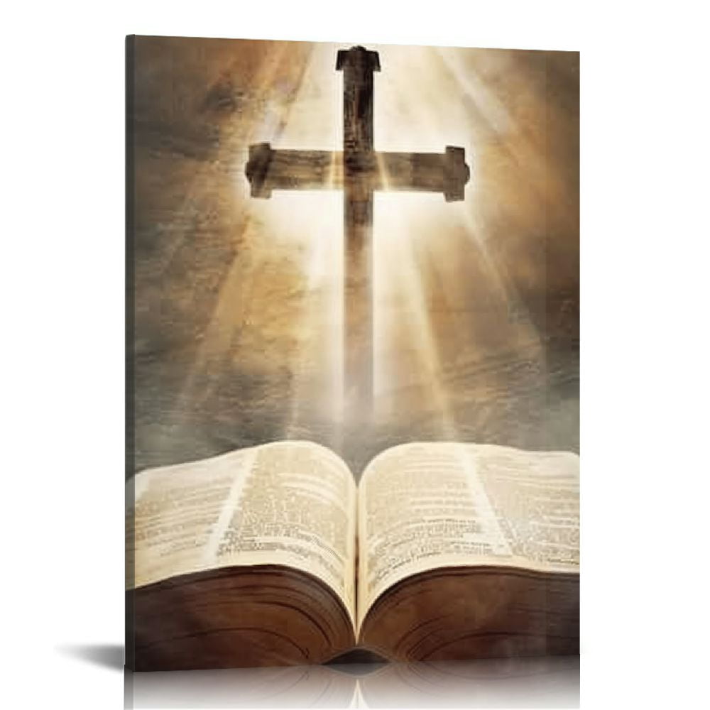 Nawypu Christian The Holy Bible Wall Art Wooden Cross for Wall Decor ...