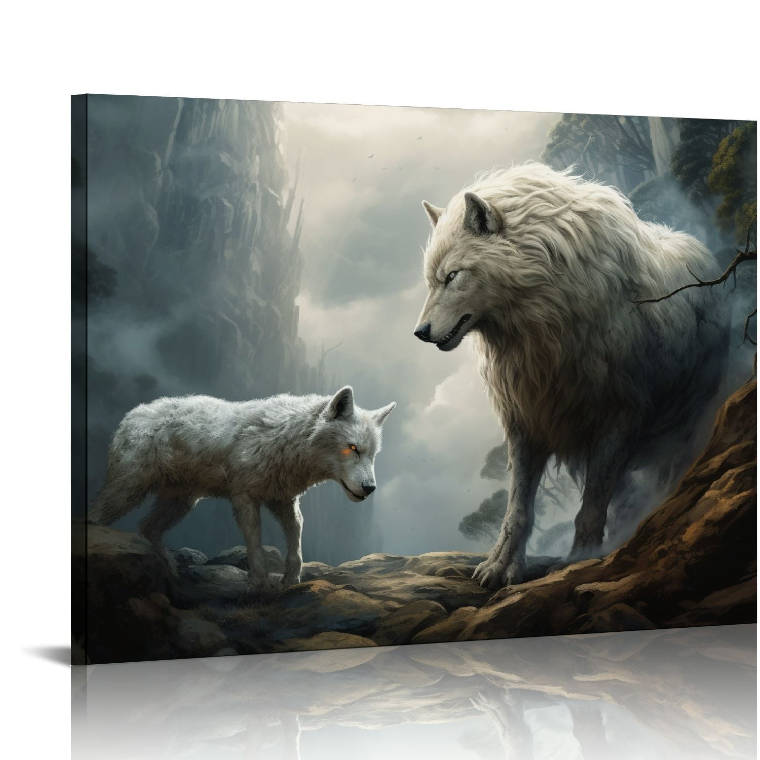 Nawypu Christian Wall Art Jesus Running Towards Wolf and Lamb Pictures ...