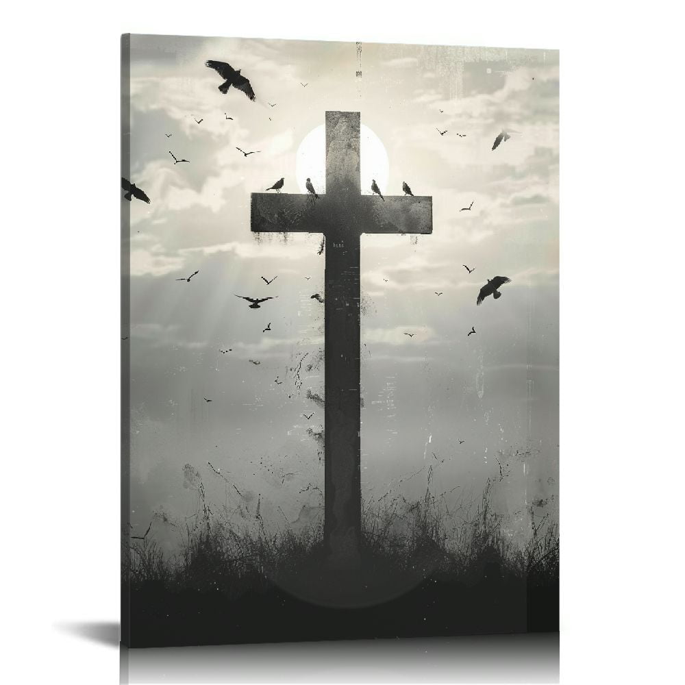 Nawypu Christian Wall Art for Living Room Black and White Church Wall ...