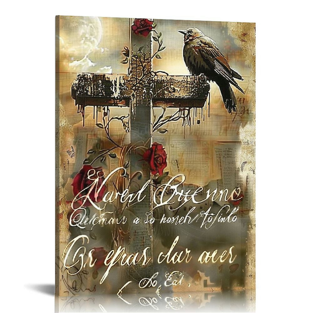 Nawypu Christian Wall Art Of God Cardinal Wall Decor Cross Canvas ...