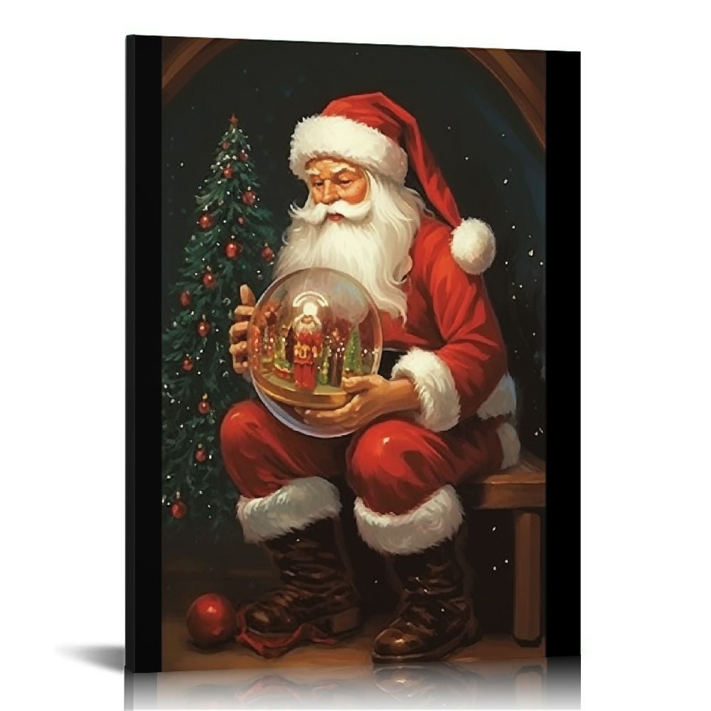 Nawypu Christmas Art - Santa Claus with Nativity Scene Snowglobe ...