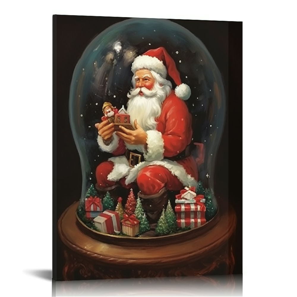 Nawypu Christmas Art - Santa Claus with Nativity Scene Snowglobe ...