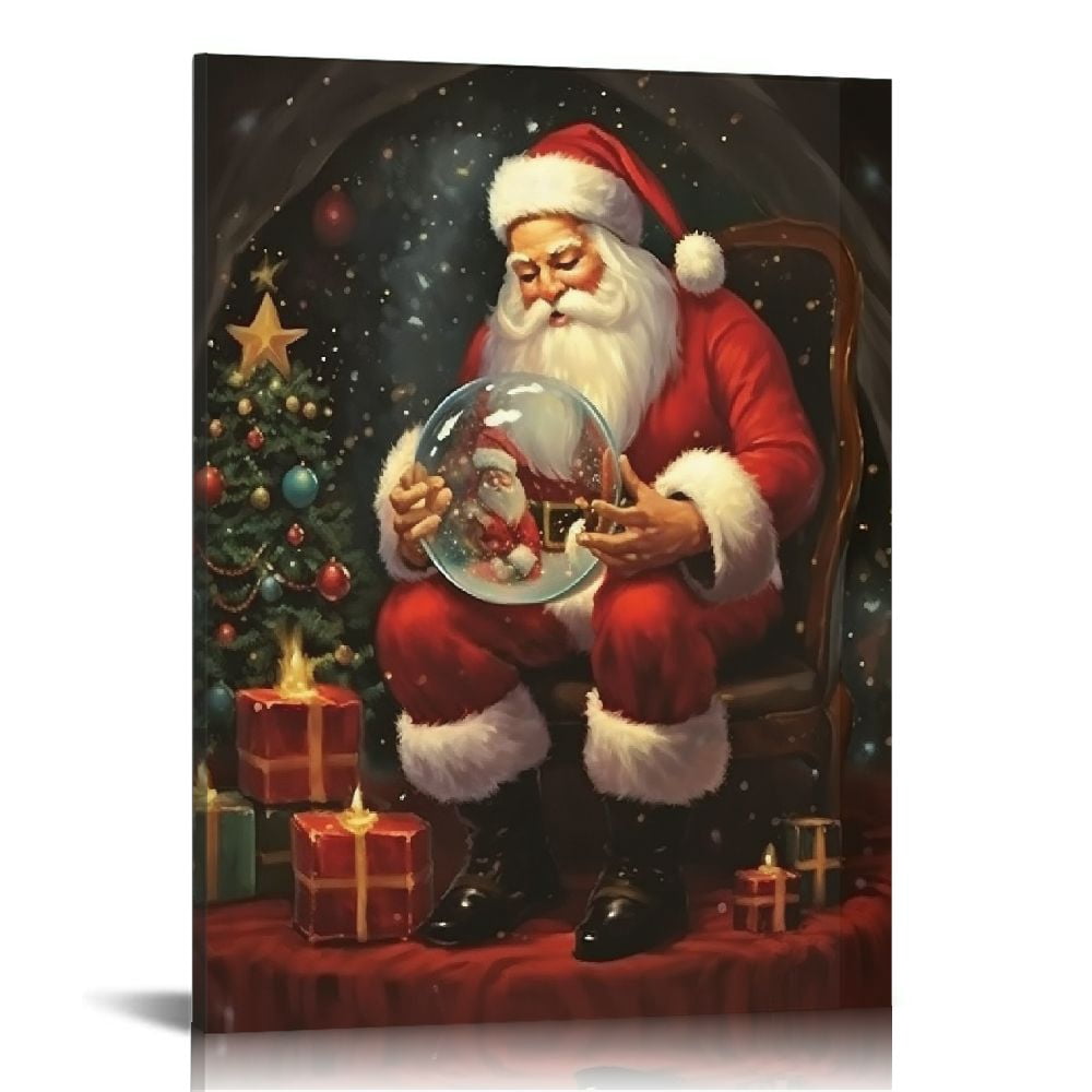 Nawypu Christmas Art - Santa Claus with Nativity Scene Snowglobe ...