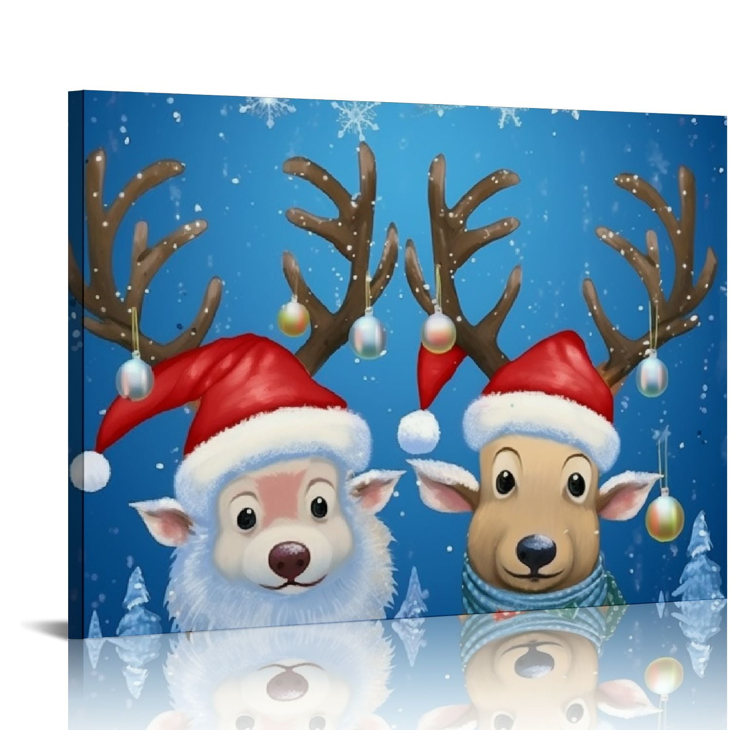 Nawypu Christmas Canvas Wall Art Framed Wall Decoration Santa Claus ...