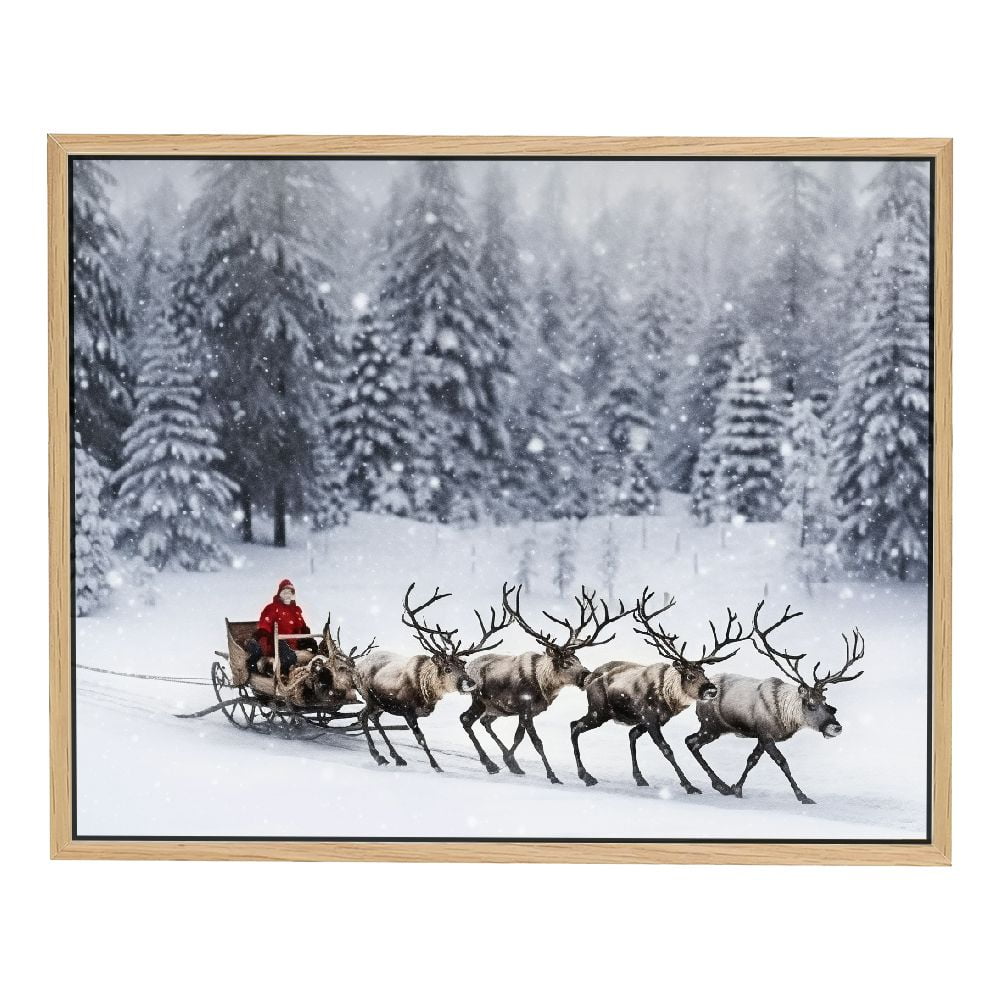 Nawypu Christmas Gifts Wall Art-Santa Sleigh Reindeer Painting Poster ...