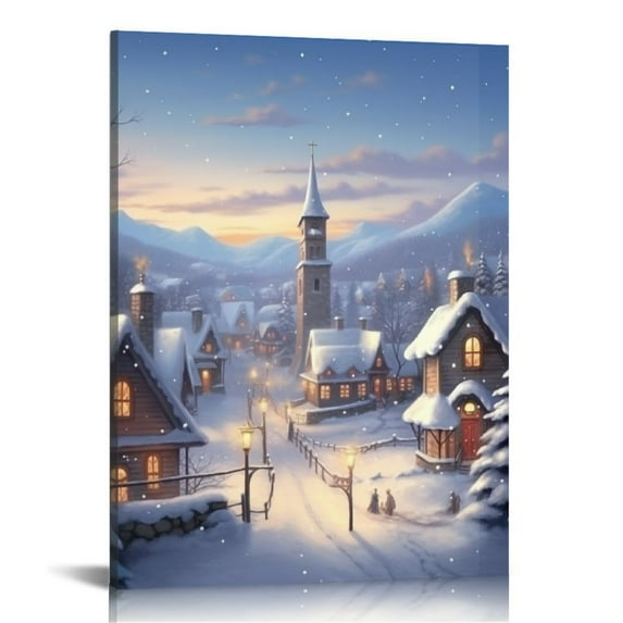 Awypu Christmas Poster - Christmas Eve Town Poster - Winter Canvas ...