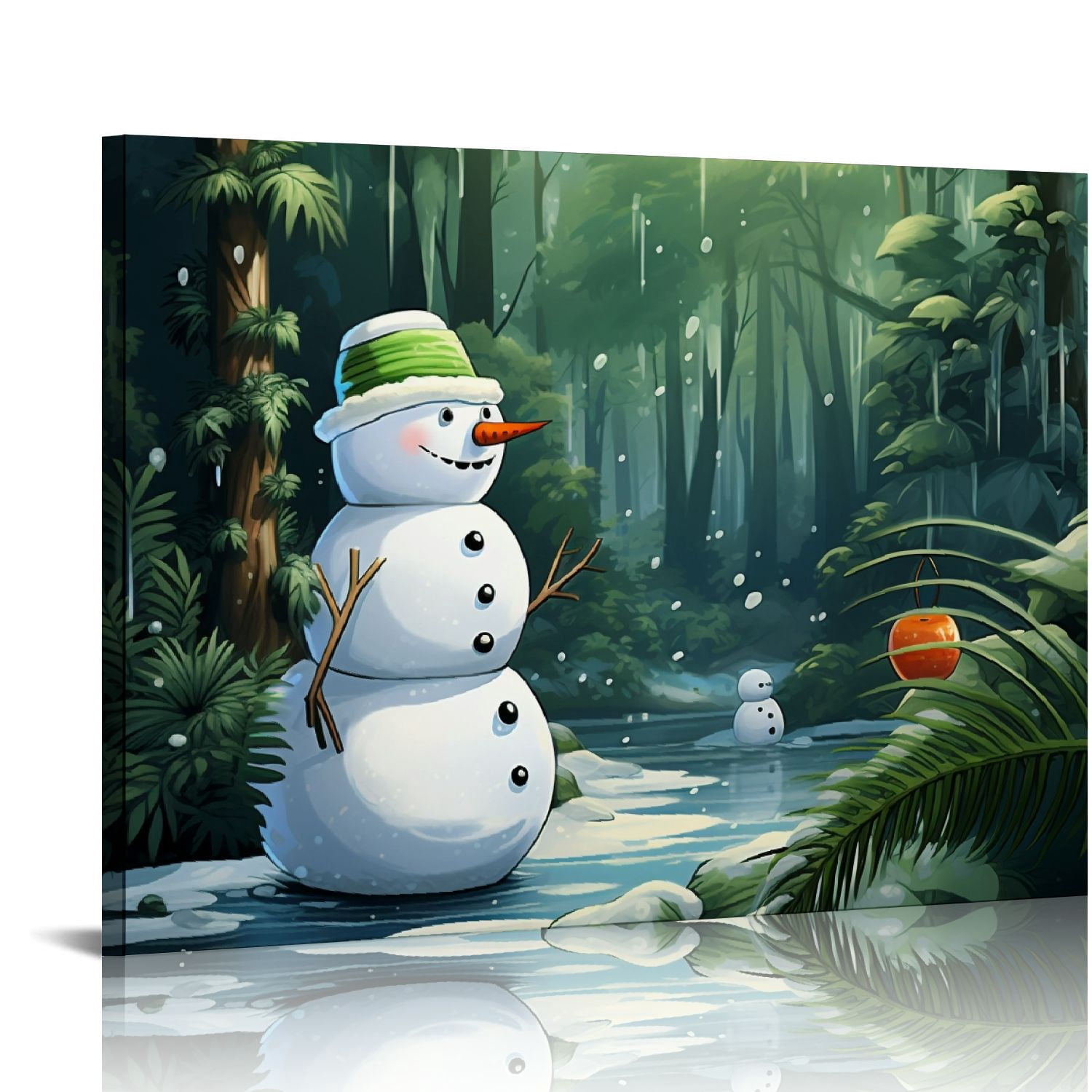 Nawypu Christmas Snowman Canvas Wall Art - Cute Snowman Xmas Tree ...