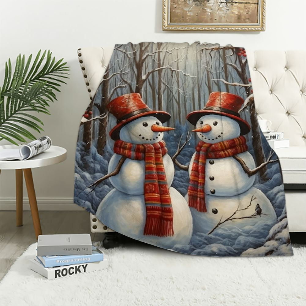 Nawypu Christmas Snowman Throw Blanket Holiday Winter Fuzzy Soft Warm ...