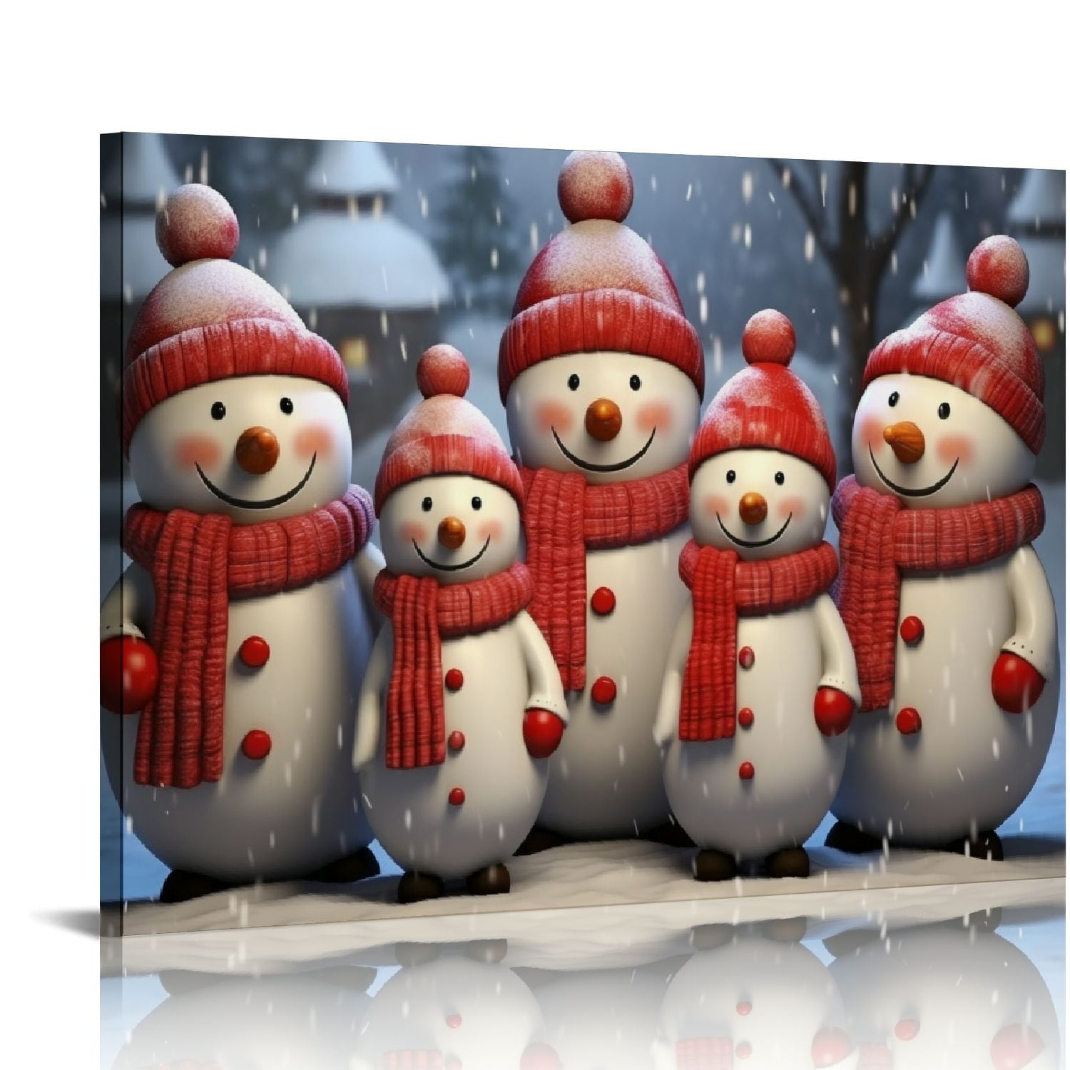 Nawypu Christmas Snowman Wall Art Canvas Happy Snowman Picture Wall ...