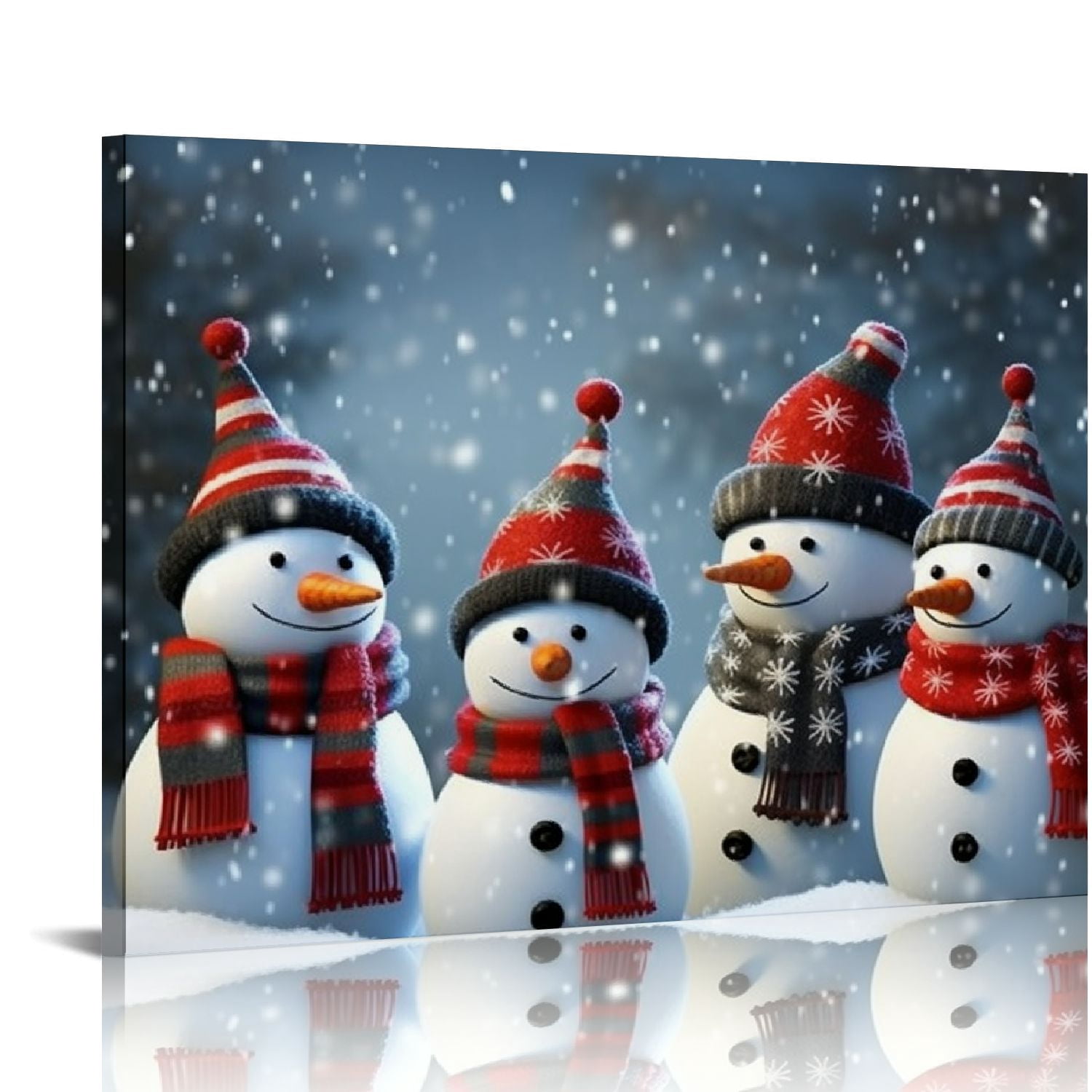 Nawypu Christmas Snowman Wall Art Santa Claus Hat Red and White Scarf ...