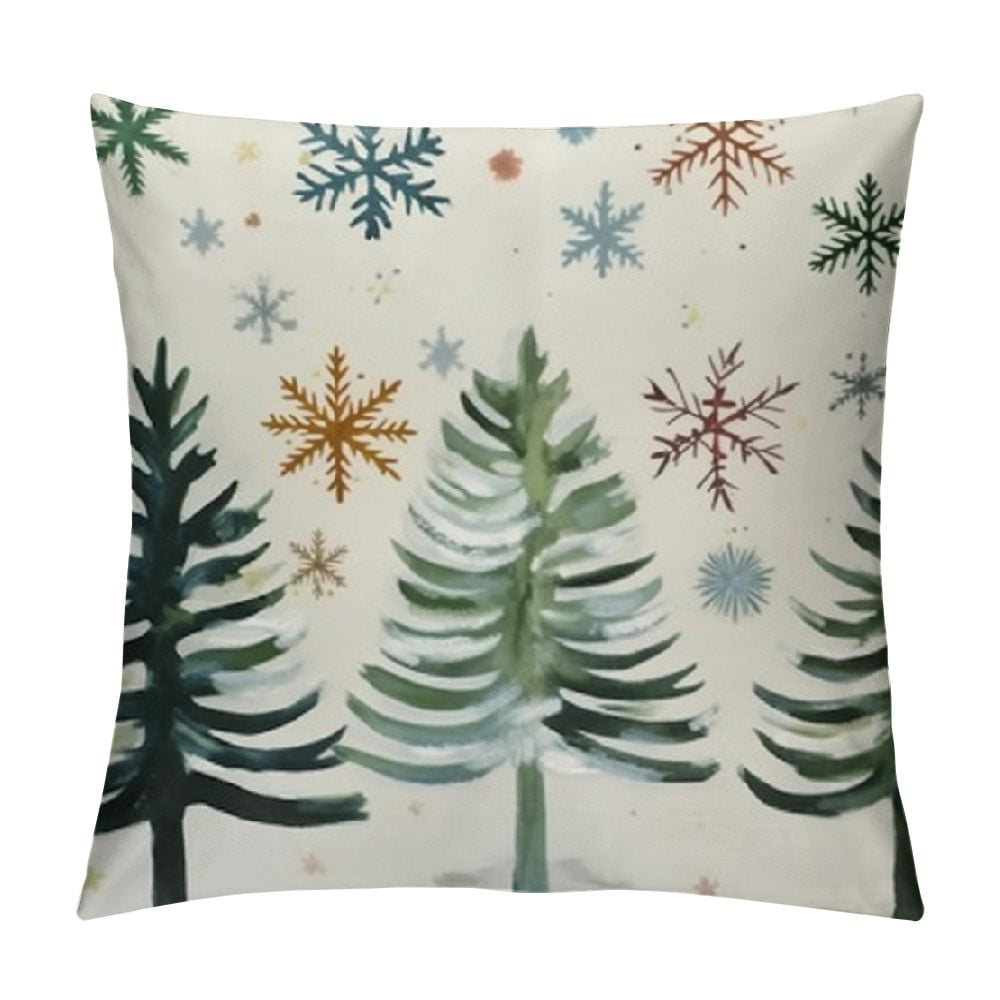 Nawypu Christmas Throw Lumbar Pillow Cover Trees Snowflake Decorations ...