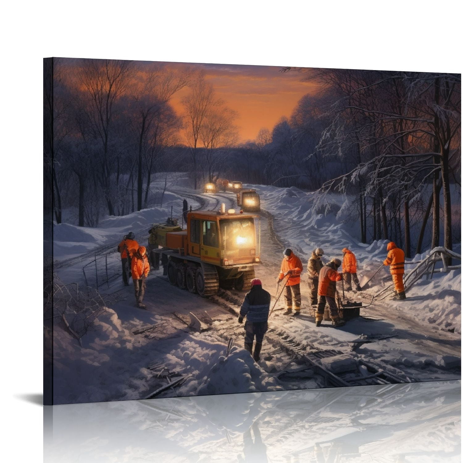 Nawypu Christmas Village Wall Art, Rustic Christmas Tree Pictures for ...