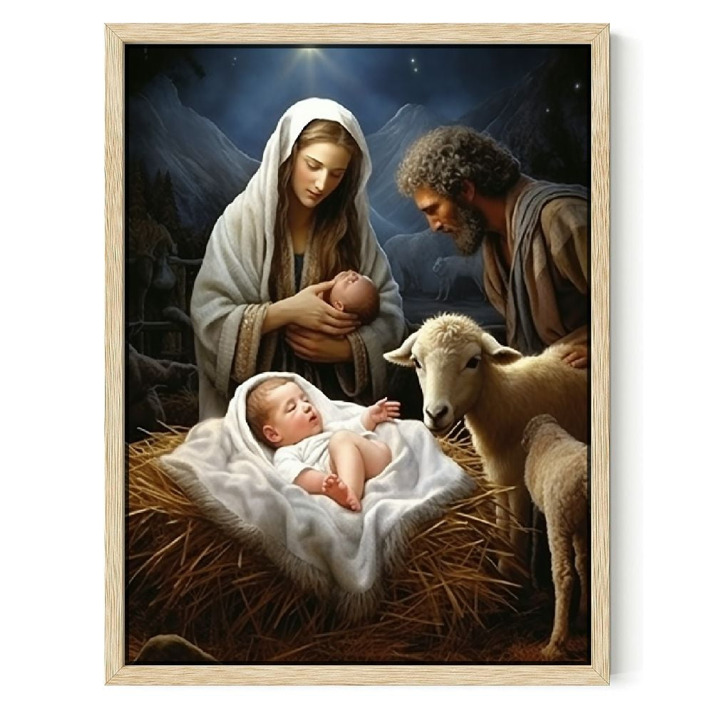 Nawypu Christmas Wall Art Canvas Print,Nativity Scene Picture Jesus in ...