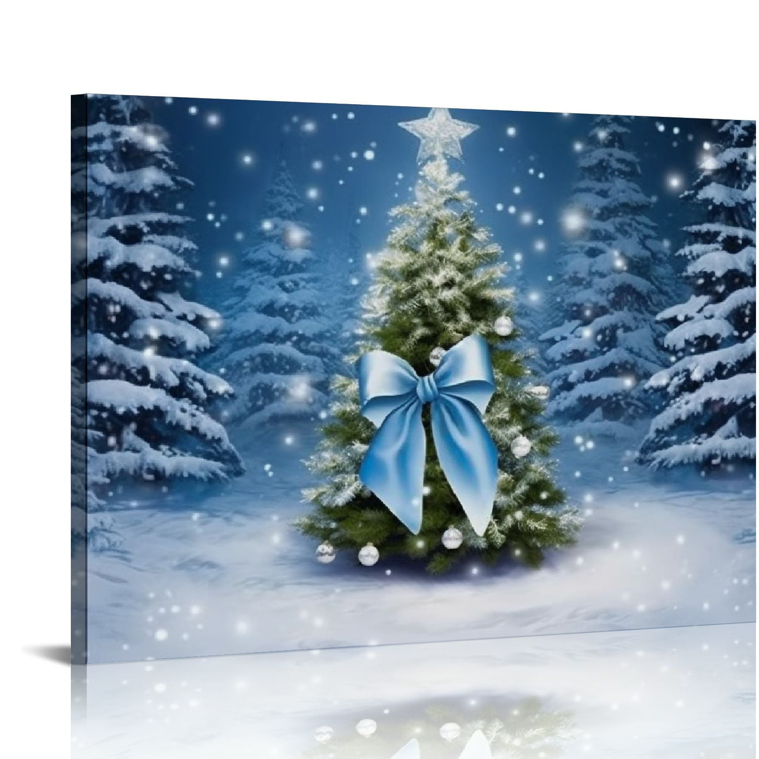 Nawypu Christmas Winter Wall Art Canvas Prints Christmas Tree Snowflake ...