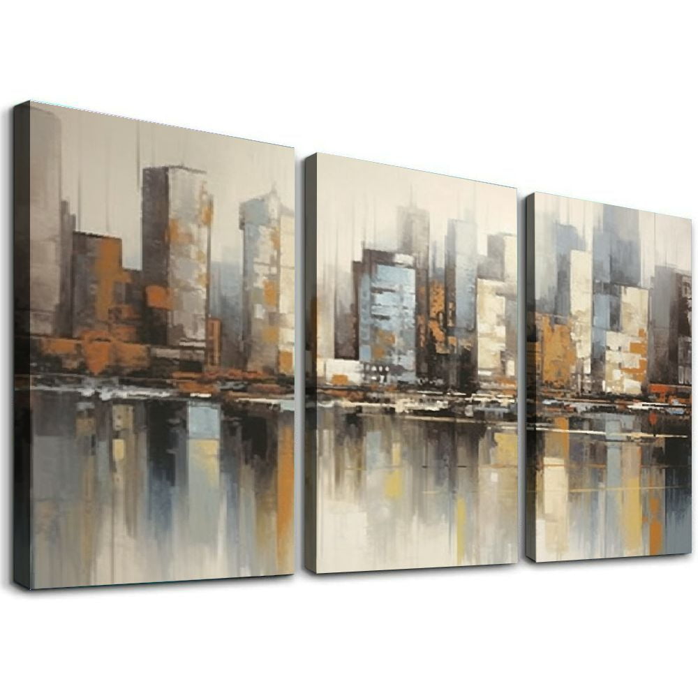 Nawypu City Canvas Wall Art Picture: Modern Abstract Skyline Scene ...