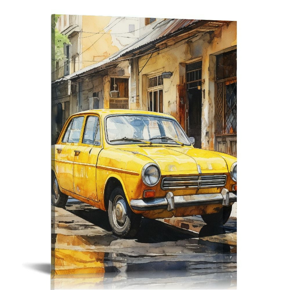 Nawypu Classic Car Canvas Wall Art Framed Transportation Retro Car ...