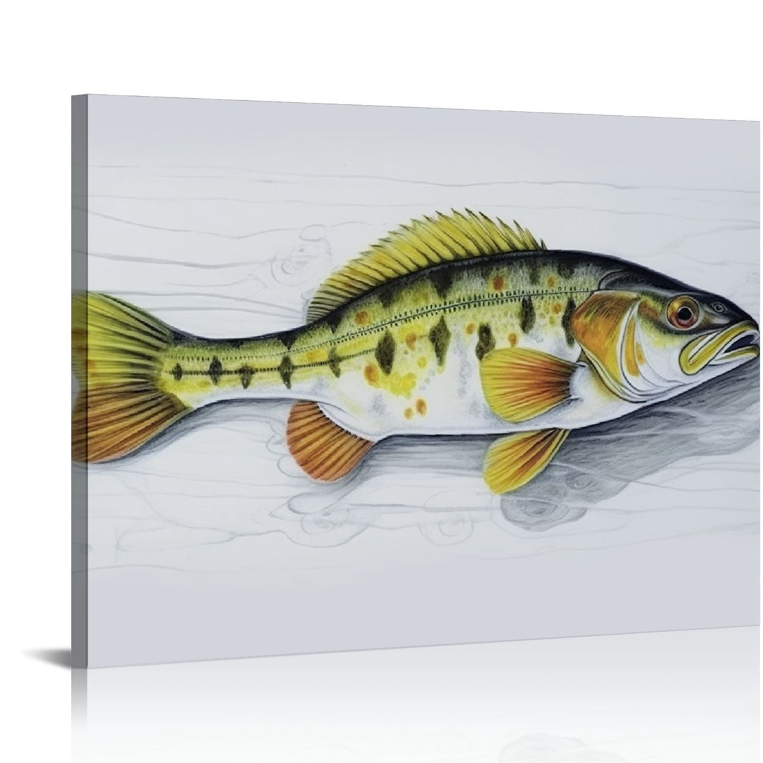 Nawypu Coastal Canvas Wall Art with Textured - Large Mouth Fish ...