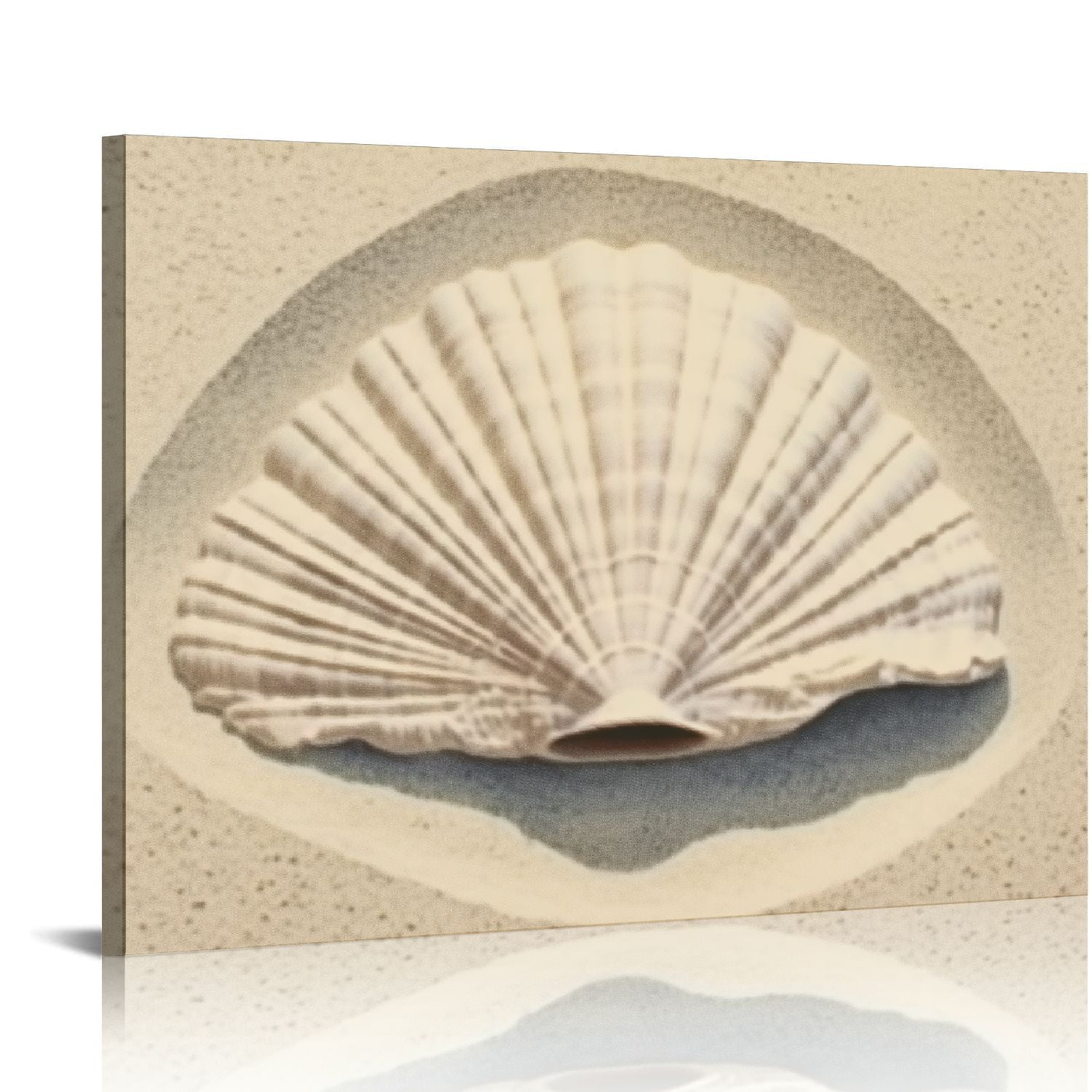 Awypu Coastal Serene Canvas Wall Art: Shells on Beach Sand Giclee Print ...