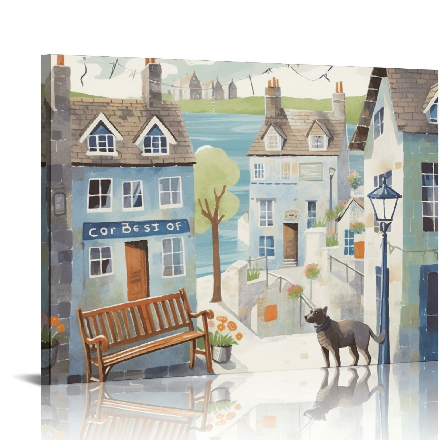 Nawypu Coastal Town Seaport Sailboats Canvas Wall Art - Walmart.com