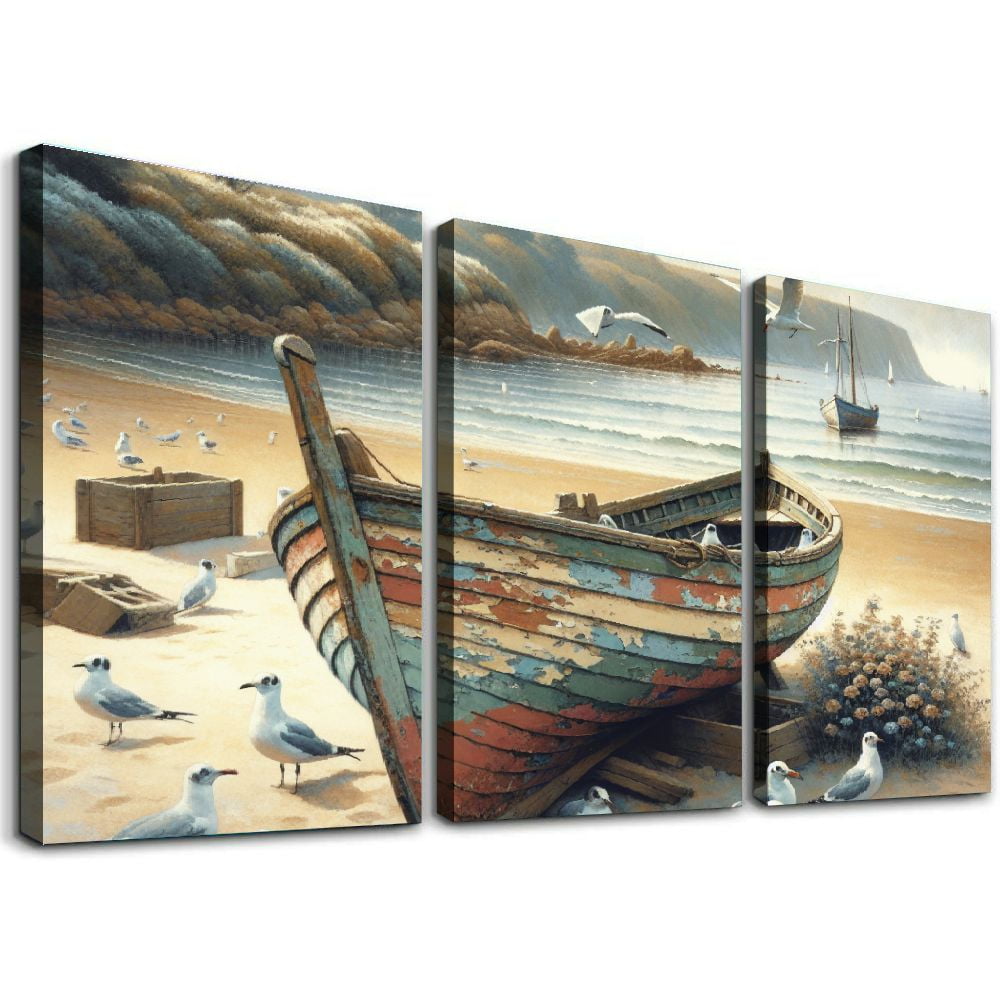 Nawypu Coastal Wall Decor Seagull Decor Coastal Seascape Art Sailboat ...