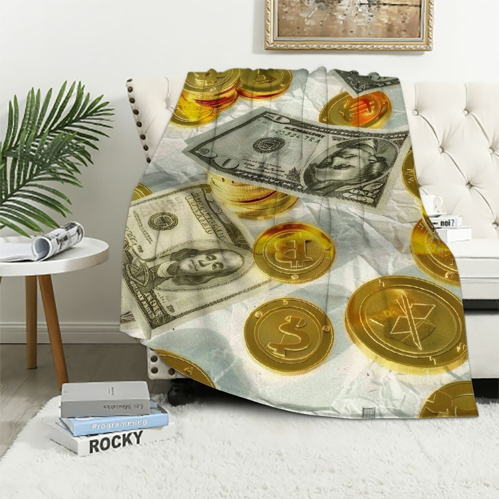 Nawypu Coins Money Set Pattern Prints Soft Warm Cozy Blanket Throw for ...