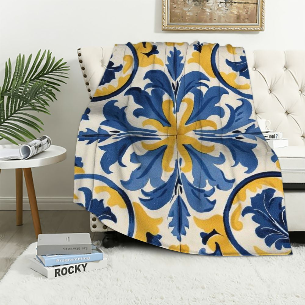 Nawypu Color Boho Floral Style Blanket Soft Flannel Colorful Decorative ...