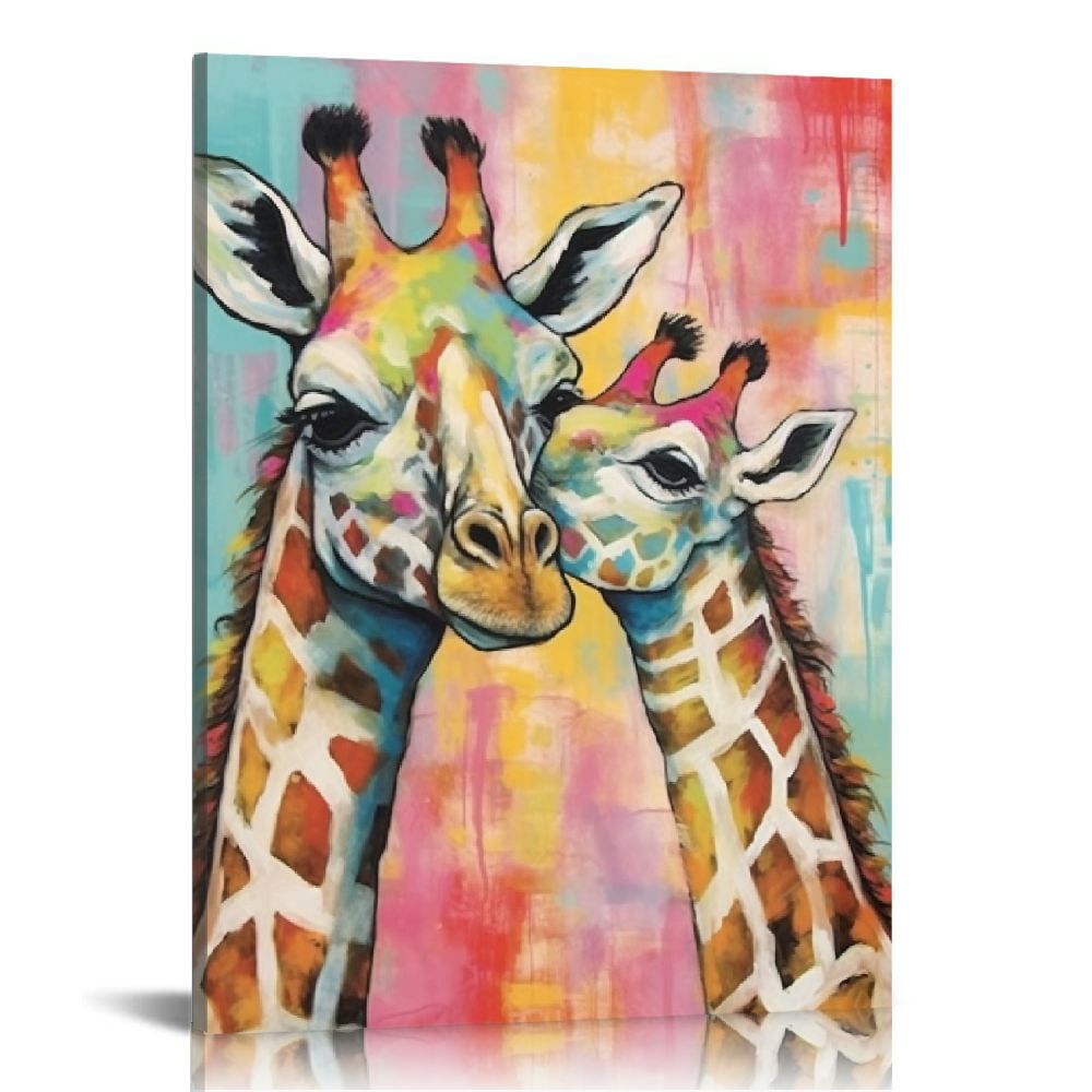 Nawypu Colorful Animal Prints Elephant Wall Art Zebra Canvas Kids ...