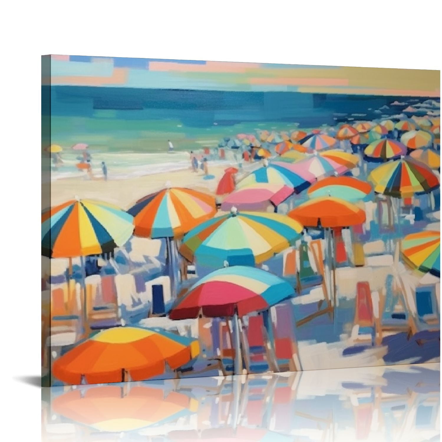 Nawypu Colorful Beach Umbrella Landscape Nautical Deep Blue Canvas ...