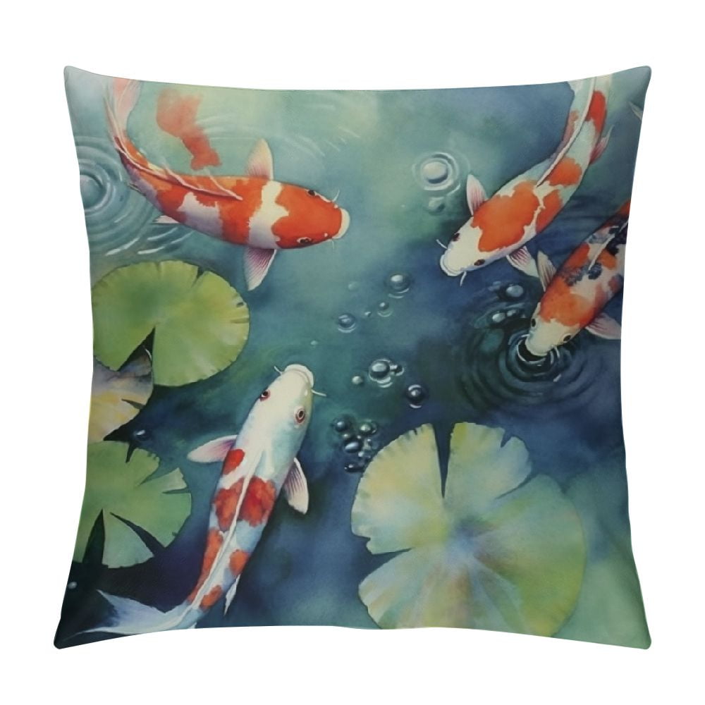 Nawypu Colorful Carp Fish Japanese Symbol Pond Watercolor Painting ...