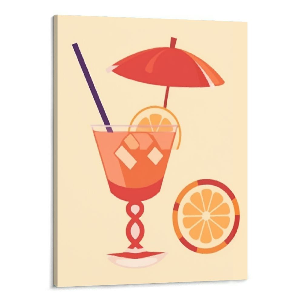 Nawypu Colorful Cocktail Glass Art Print- Modern Wine Bottle Canvas ...