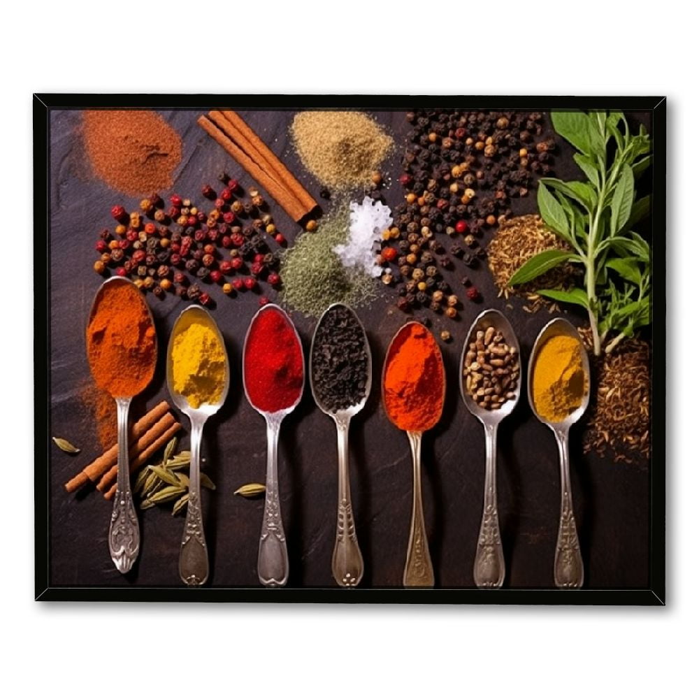 Nawypu Colorful Cooking Spices Put on Each Spoon Canvas Wall Art ...