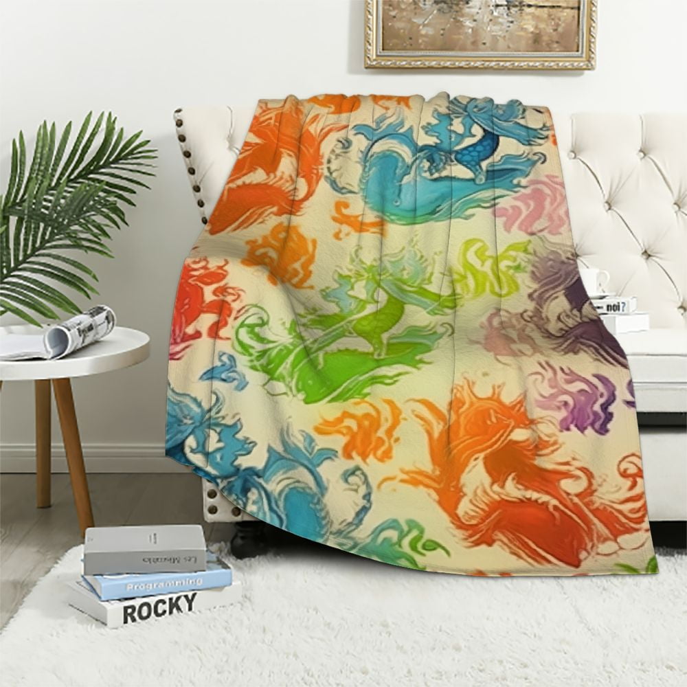 Nawypu Colorful Dragon Throw Blanket Dragon Gifts for Dragon Lovers ...