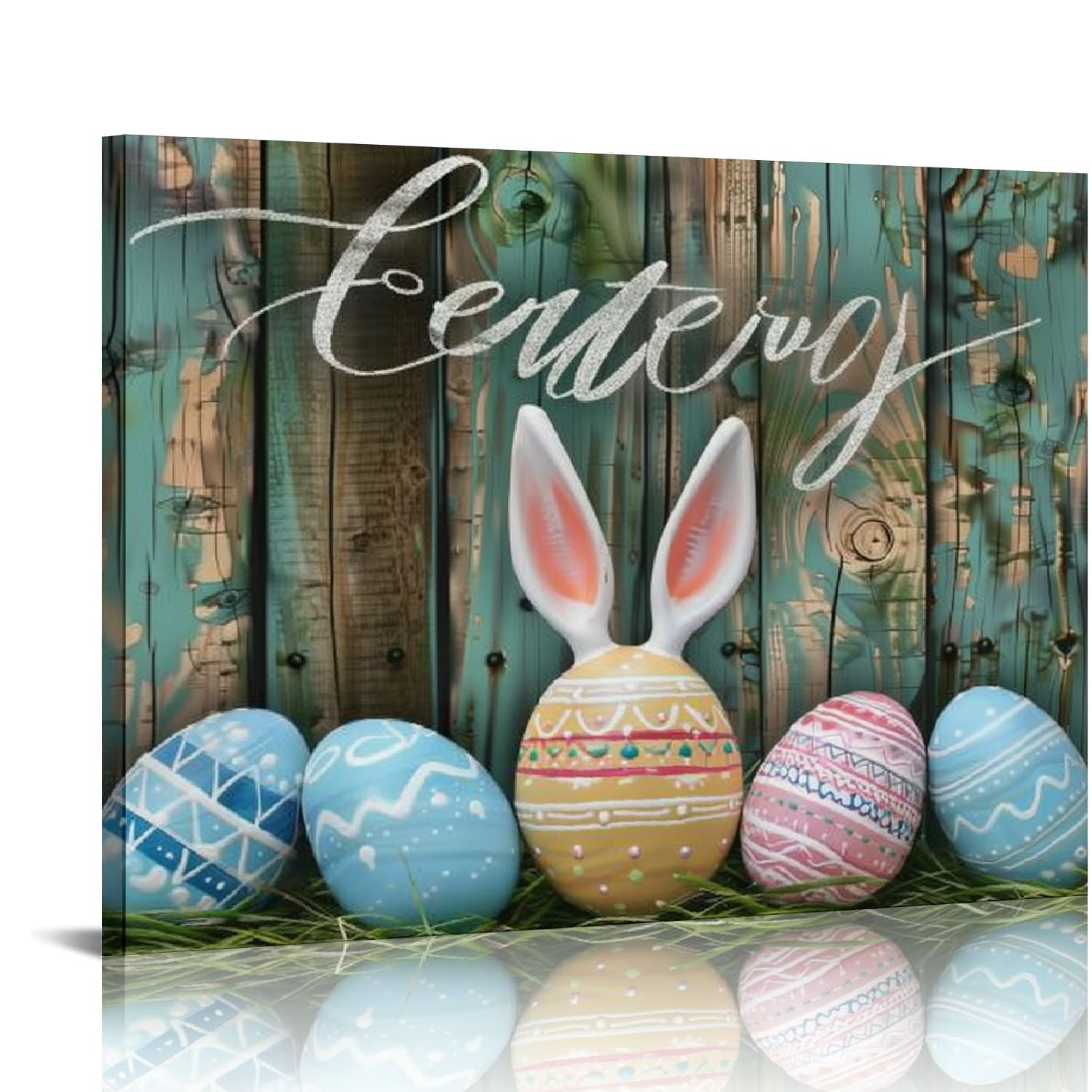 Nawypu Colorful Eggs Rabbit Wall Decoration Painting, Funny Easter ...