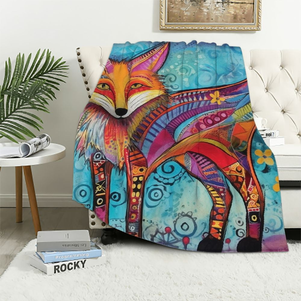 Nawypu Colorful Fox Blanket for Bed Dean Russo Fox Throw Blanket for ...