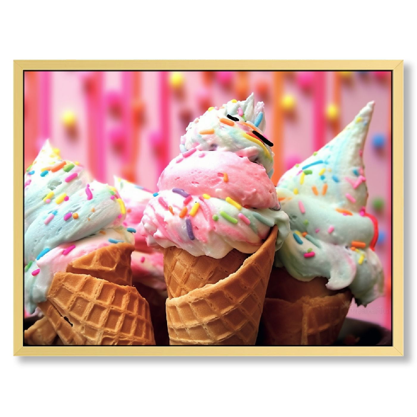 Nawypu Colorful Ice Cream Cones Sprinkles Canvas Art Print Wall Decor ...