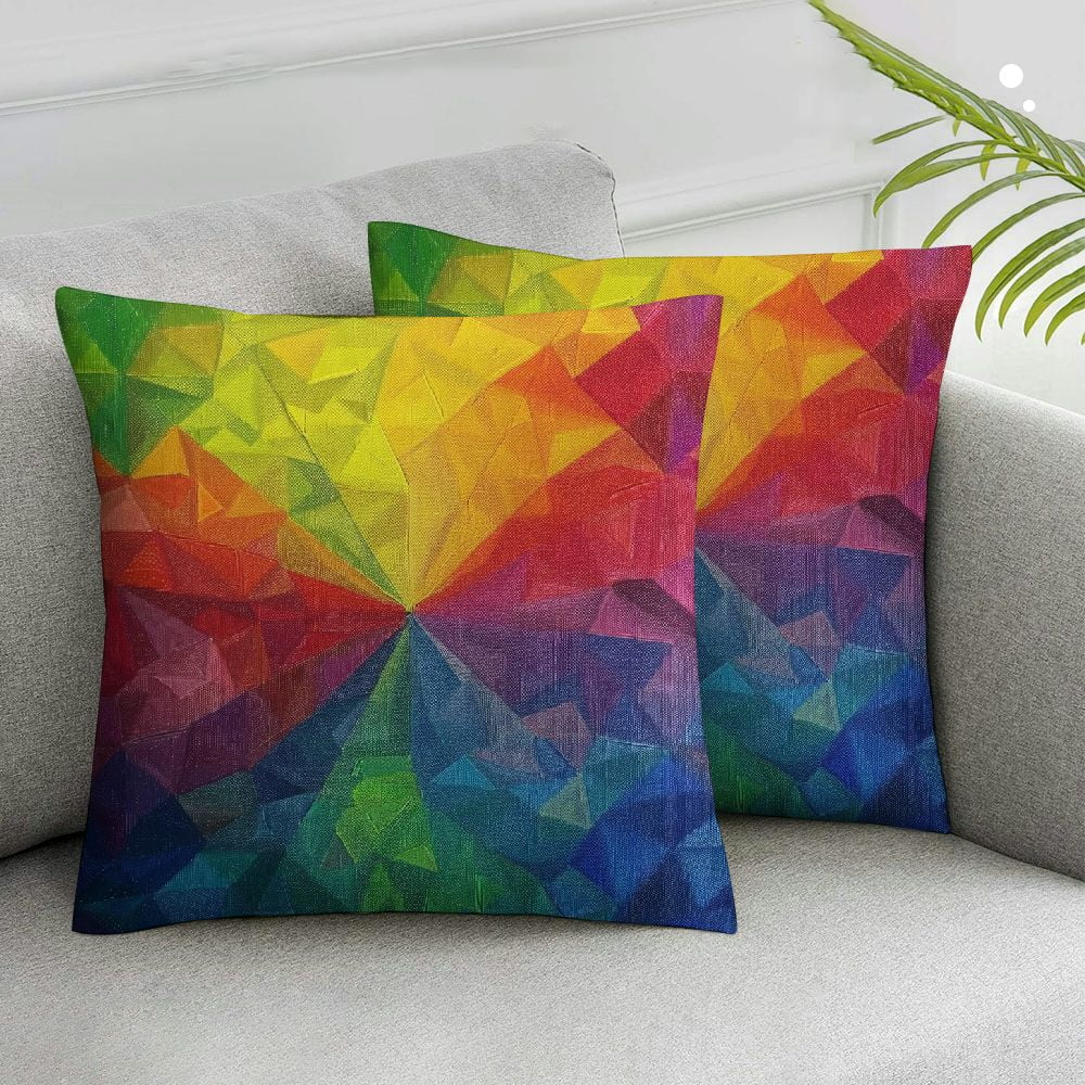 Nawypu Colorful Irregular Polygon Throw Pillow Cover Cubism Triangle ...