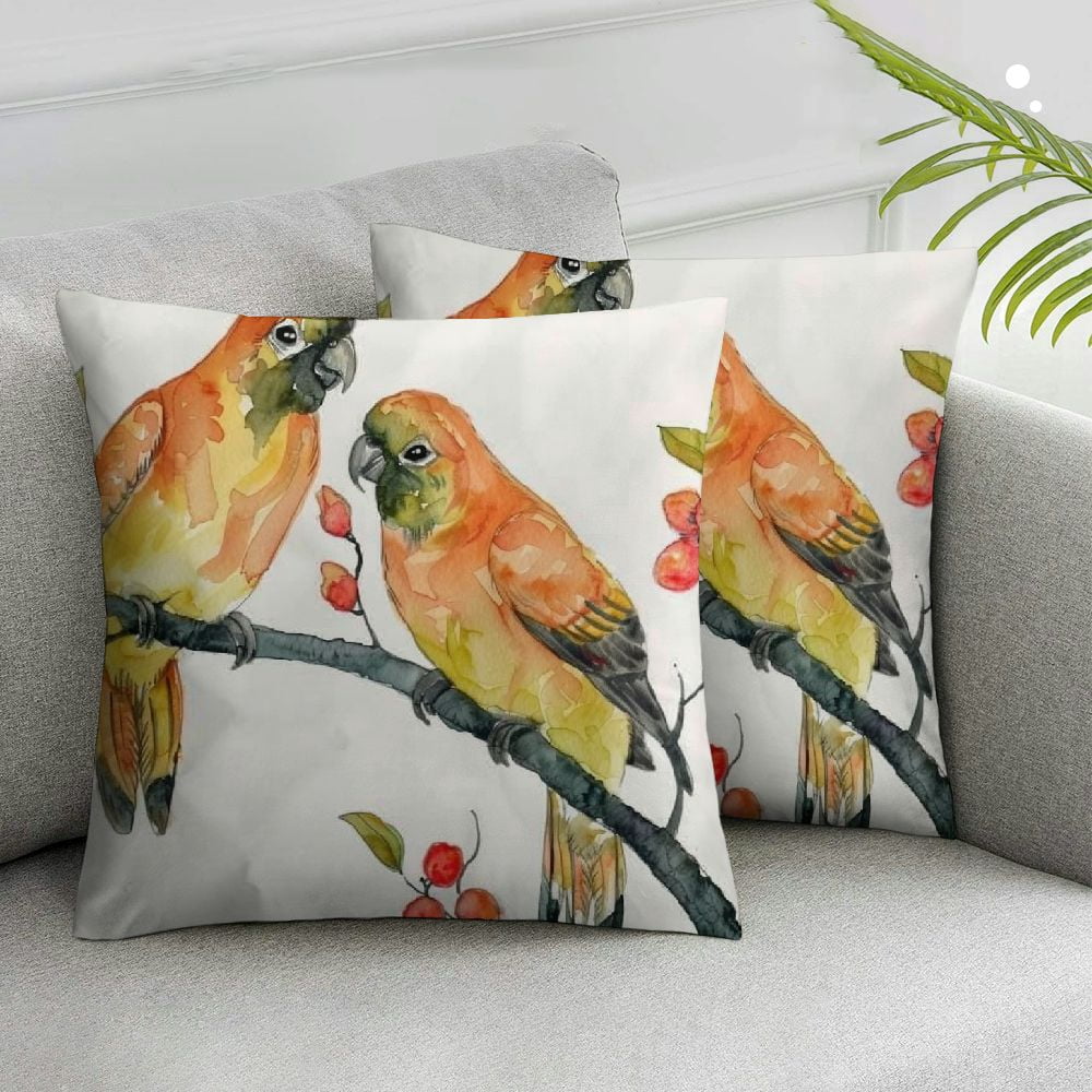 Nawypu Colorful Parrots Pillow Covers Set of 2,Yellow Bird Cockatoo ...