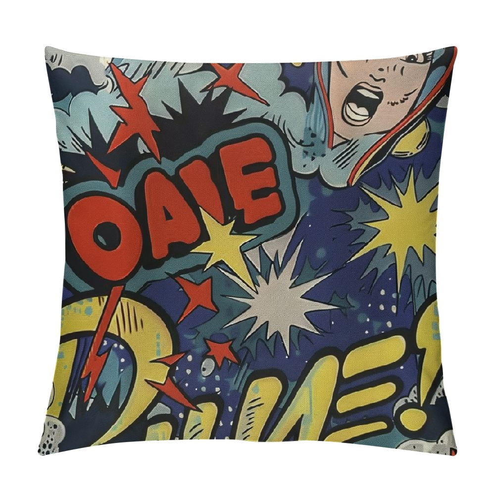 Nawypu Comic Book Speech Bubbles Throw Pillow Covers Pop Boom Cloud ...