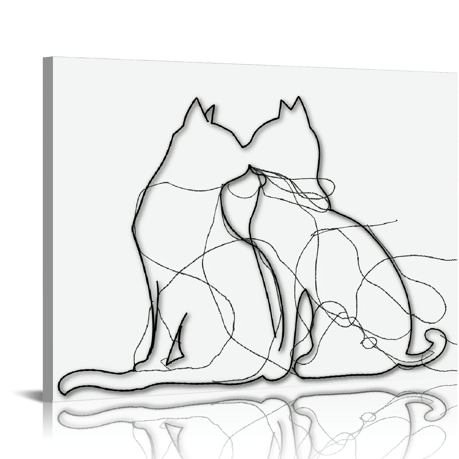 Nawypu Concise Linear Cat Wall Art, Lovely Cat Wall Decoration, For ...