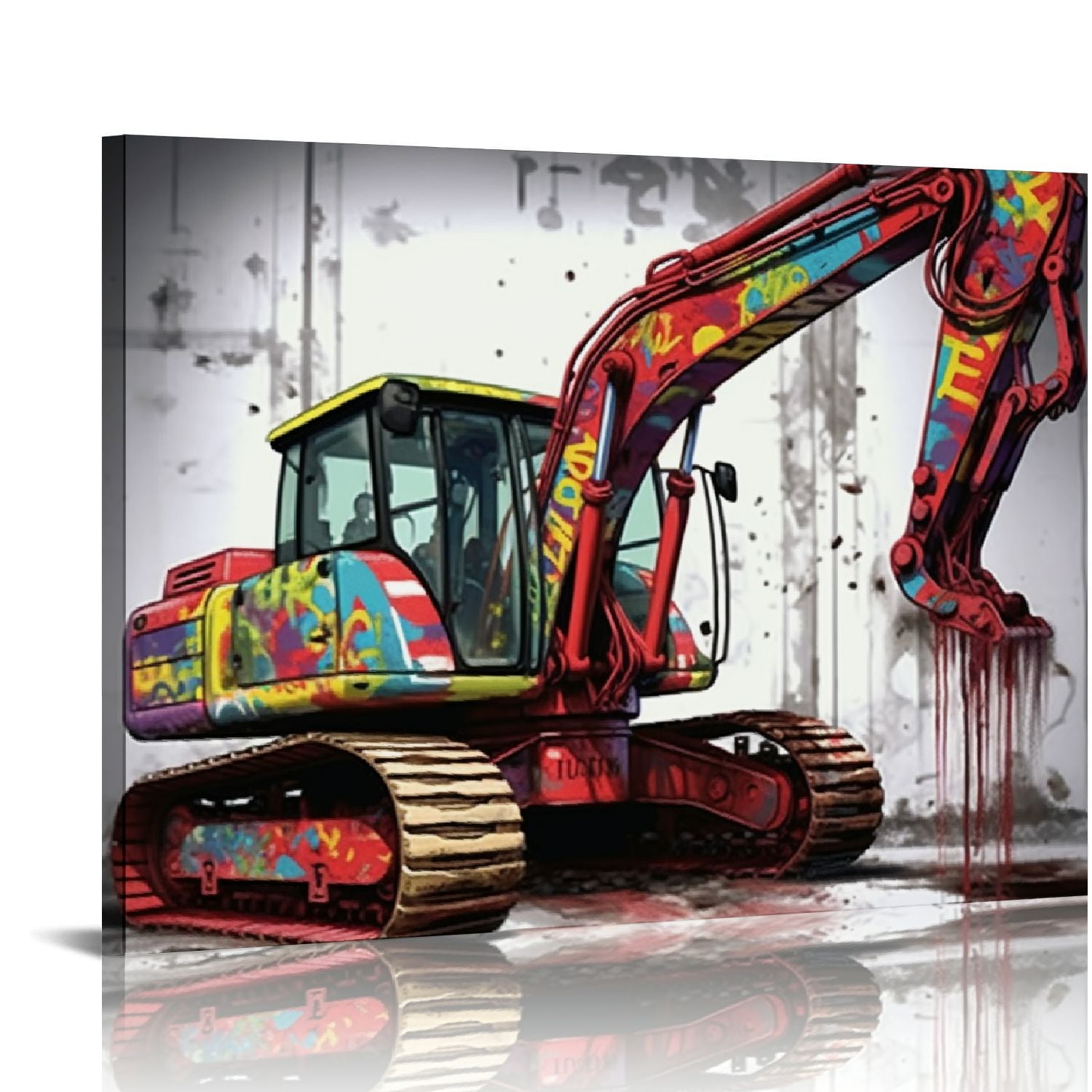 Nawypu Construction Excavator Bulldozer Mixer Canvas Wall Art Vehicles ...