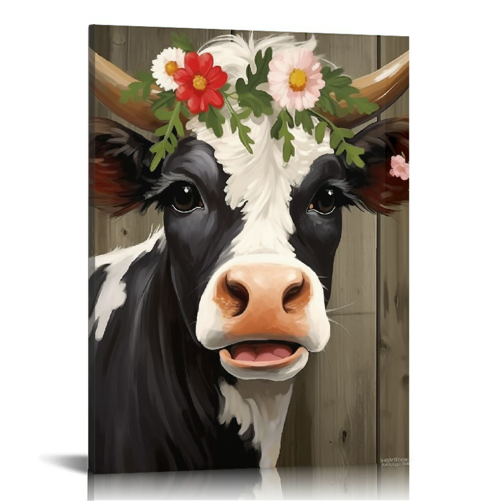 Nawypu Country Cow Decor Farmhouse Canvas Wall Art Cow Pictures Wall ...