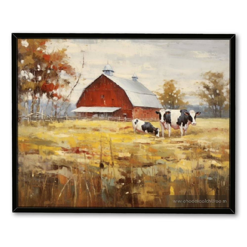 Nawypu Country Wall Art Wooden Picture: Rustic Farmhouse Scene Barn ...