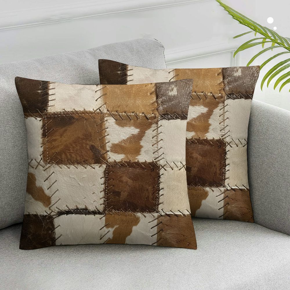 CMMY Cow Fur Throw Pillow Covers,Patchwork Cow Hide Print Decorative ...