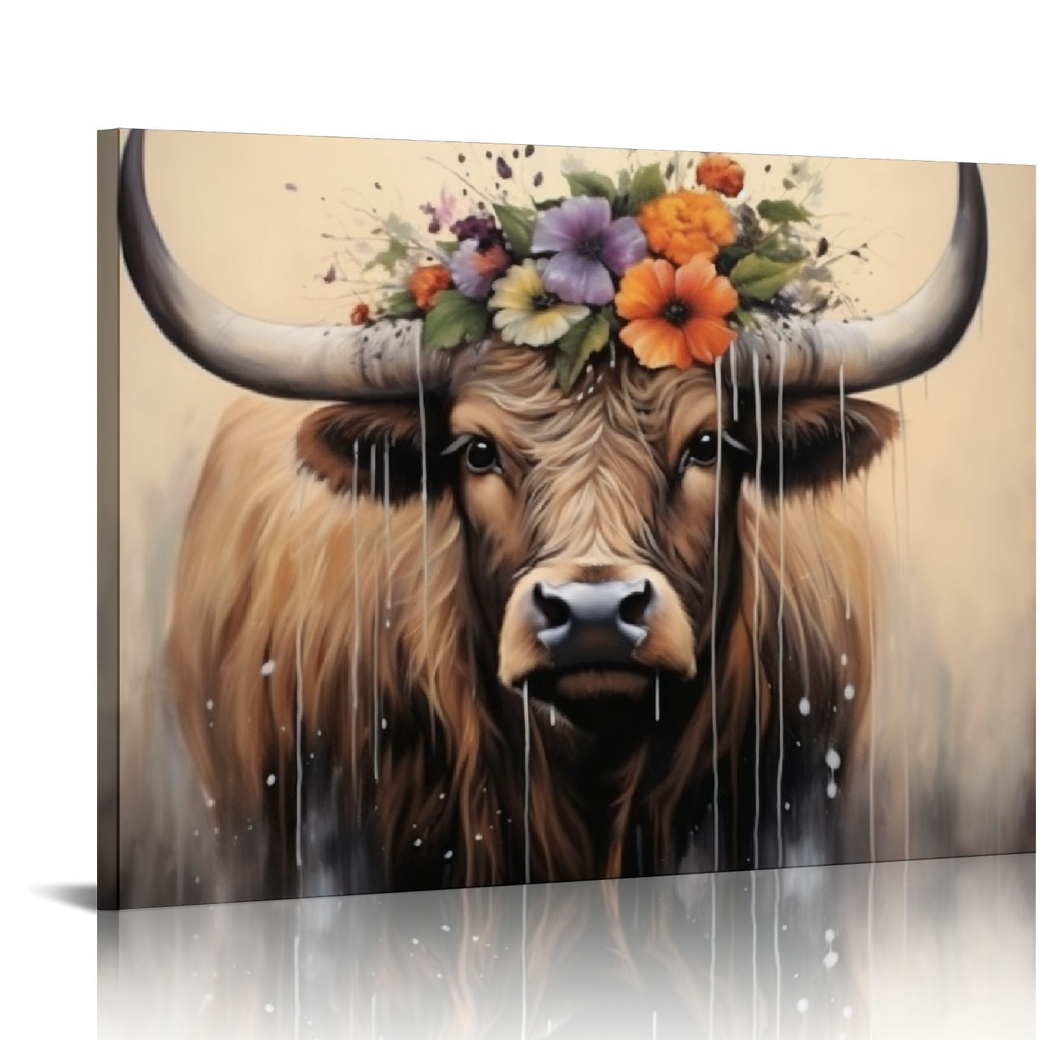 Nawypu Cow Pictures Wall Decor Highland Cow Wall Art Cute Cow Canvas ...