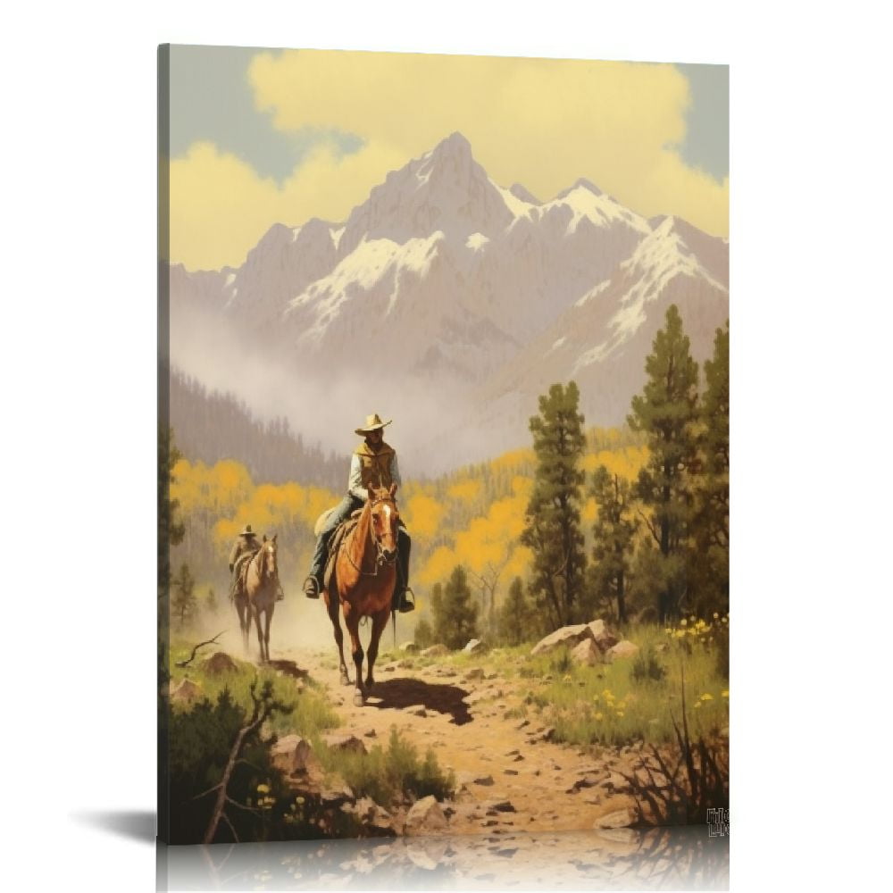 Nawypu Cowboy Wall Art Western Cowboy Horse Abstract Modern Banksyes ...
