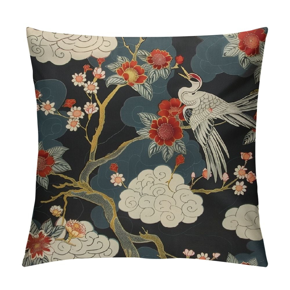 Nawypu Crane Sofa Pillow Covers Flying Birds Magic Cloud Classic Floral ...