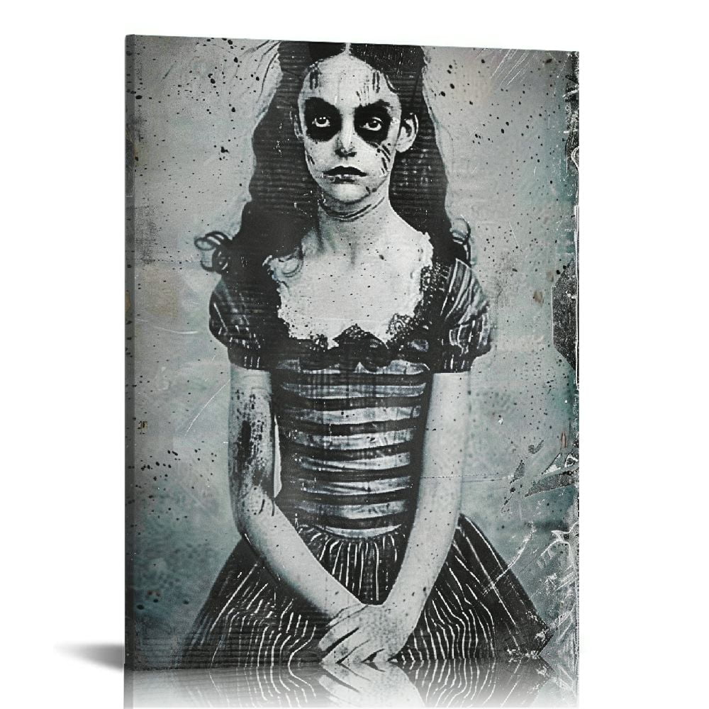 Nawypu Creepy Vintage Goth Girl Photo - Scary Pictures - Ghost Decor ...