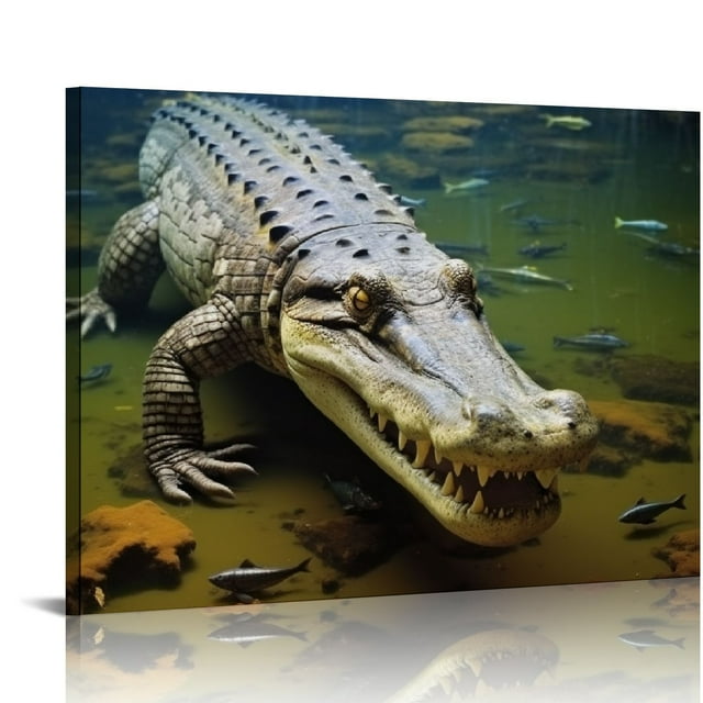 Nawypu Crocodiles Underwater World Wall Art Canvas Prints Poster For Home Office Decorations ...